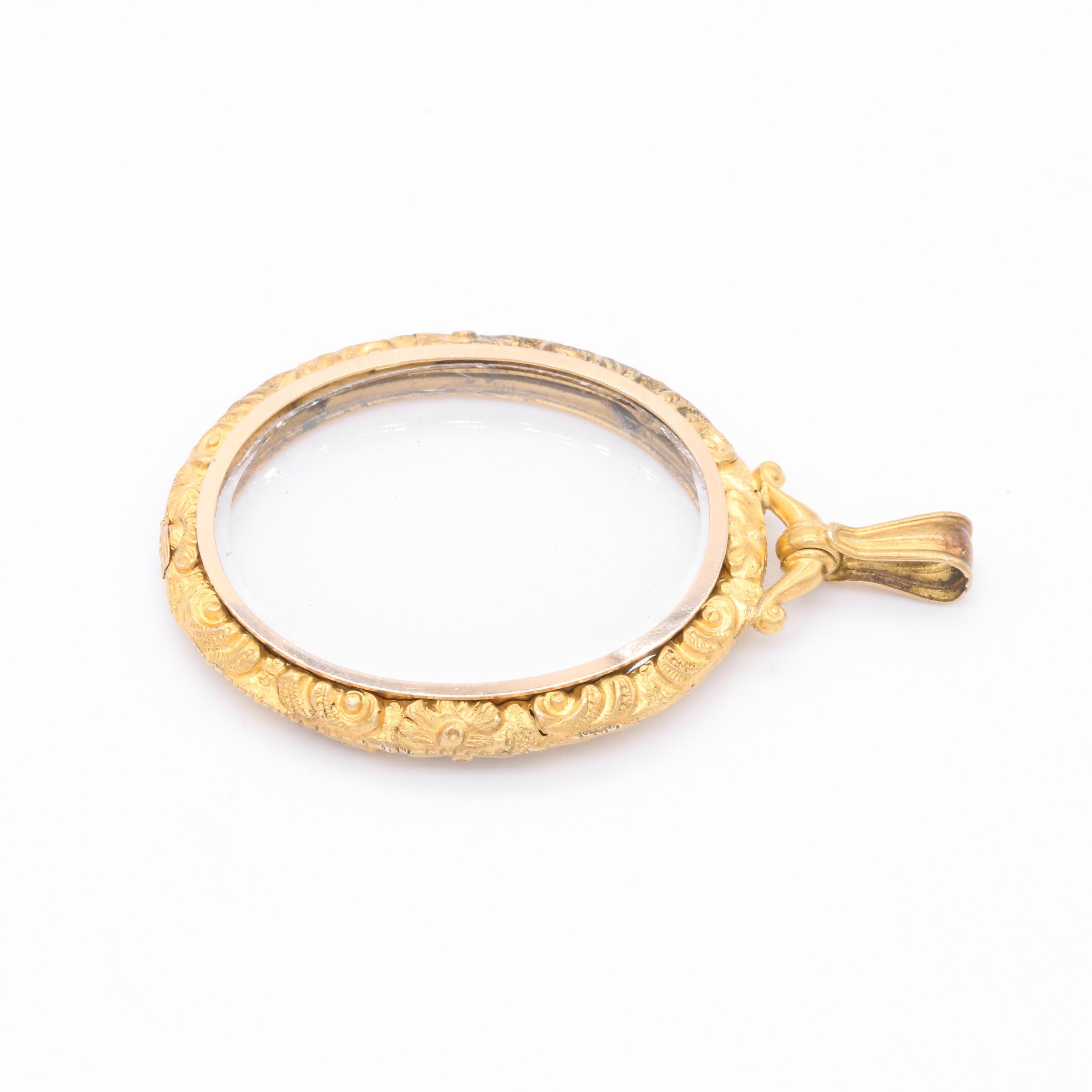 Antique Victorian Large 15K yellow Gold Floral Chased Oval Frame Locket ...