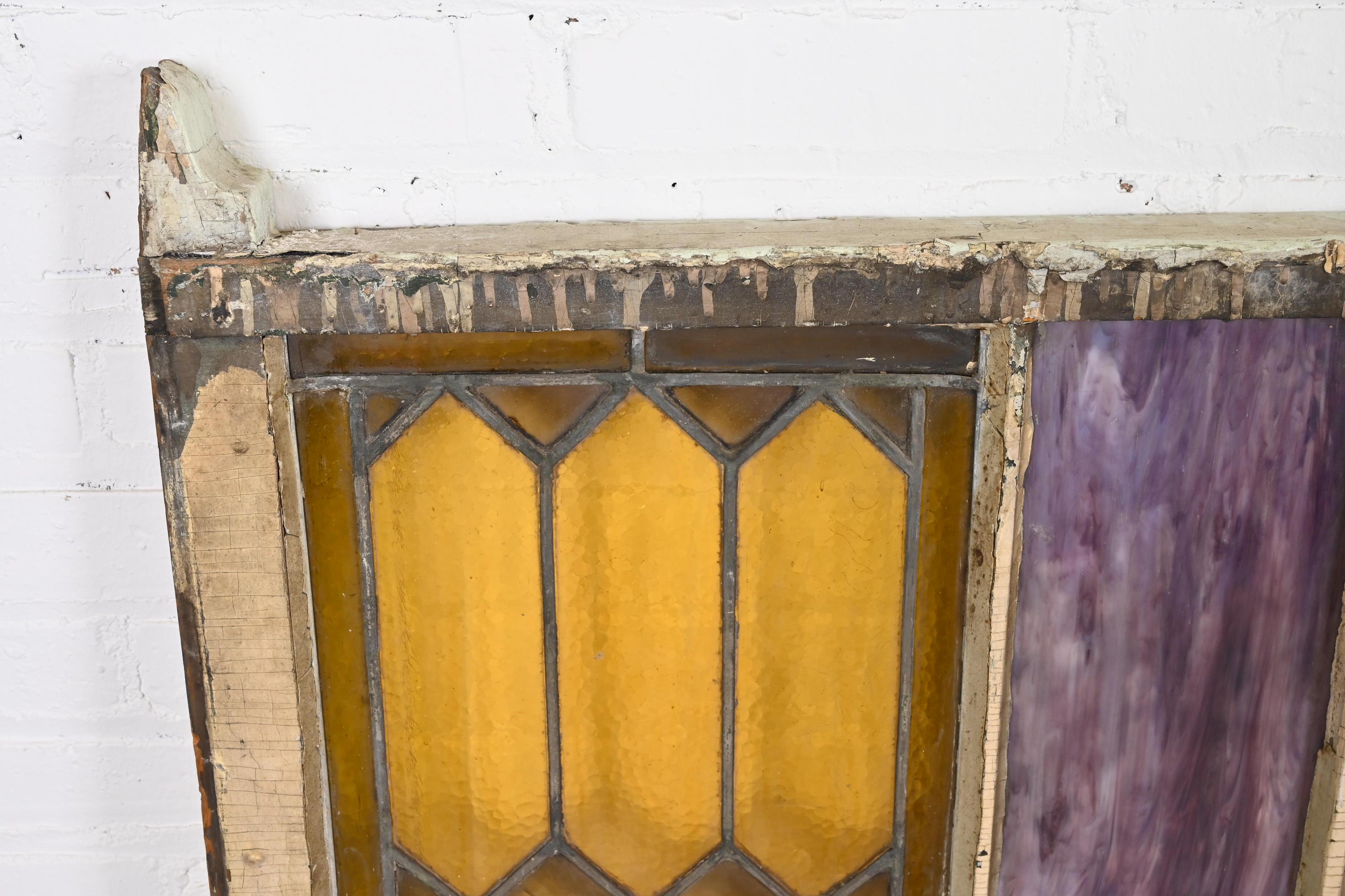 Antique Victorian Large Leaded Stained Glass Windows, Pair at 1stDibs ...