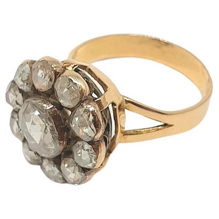 Antique 1880s Victorian Rose Cut Diamond Gold Ring For Sale at 1stDibs