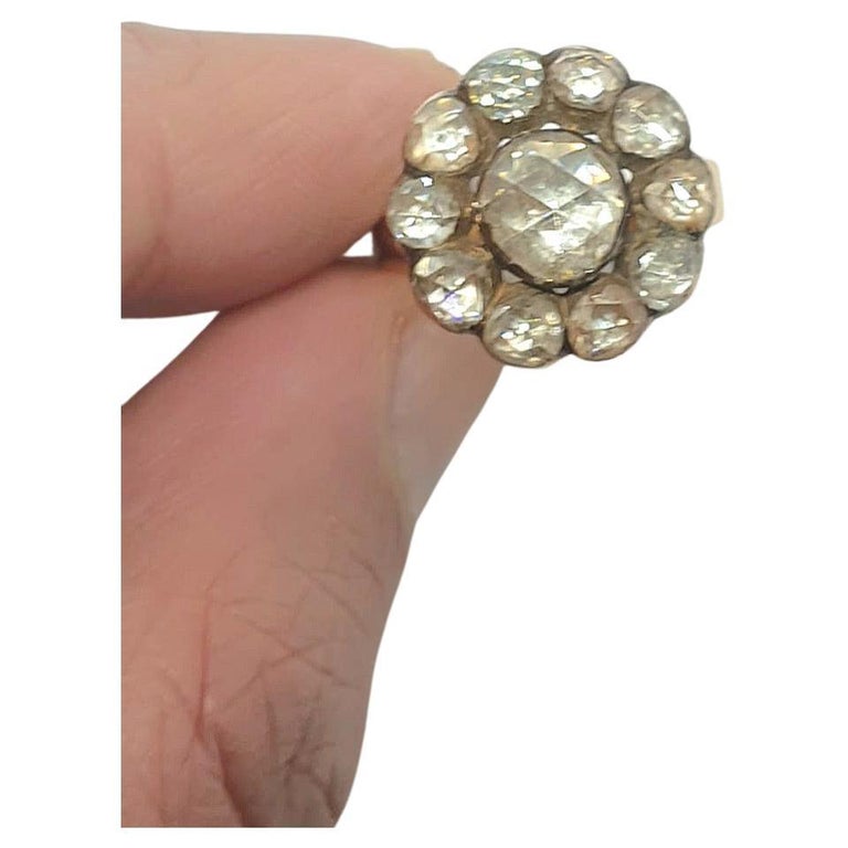 Antique Victorian Large Rose Cut Diamond Ring For Sale at 1stDibs