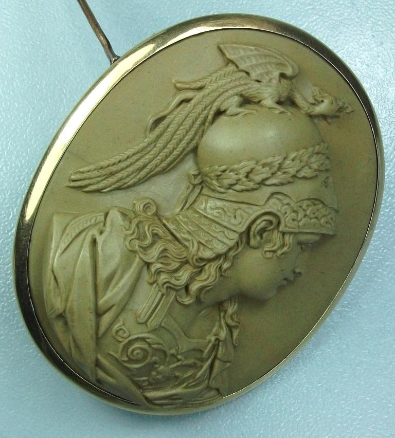 Antique Victorian Lava Stone Goddess Athena Cameo Brooch at 1stDibs