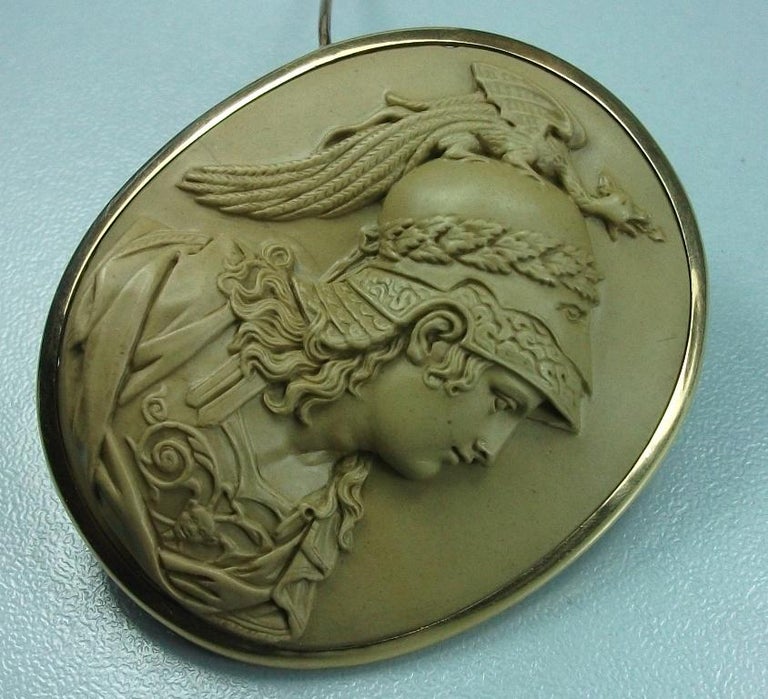 Antique Victorian Lava Stone Goddess Athena Cameo Brooch at 1stDibs