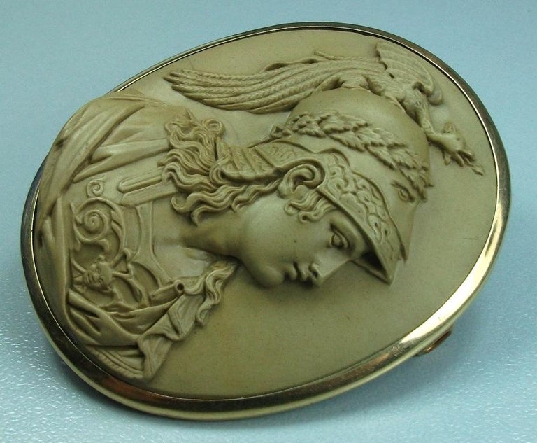 Antique Victorian Lava Stone Goddess Athena Cameo Brooch at 1stDibs