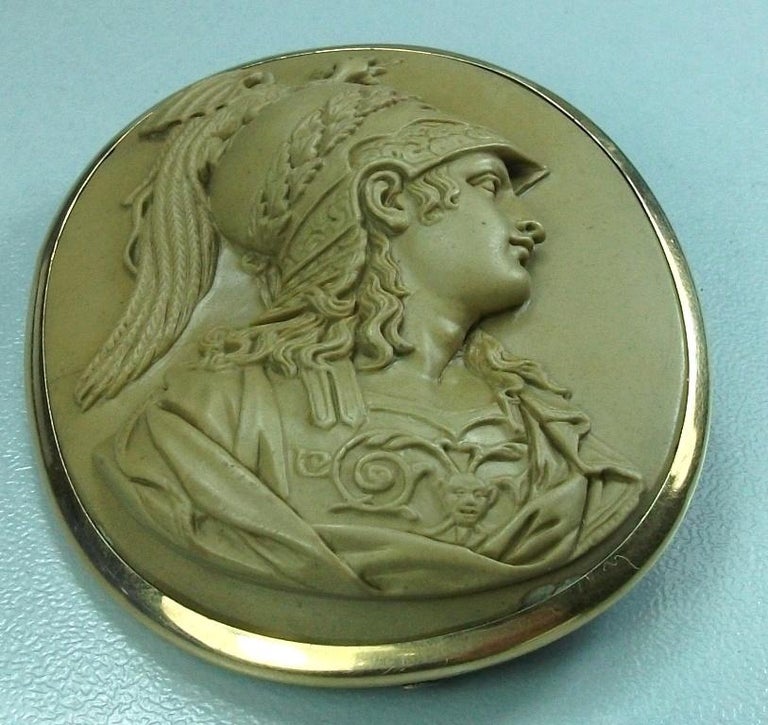 Antique Victorian Lava Stone Goddess Athena Cameo Brooch at 1stDibs