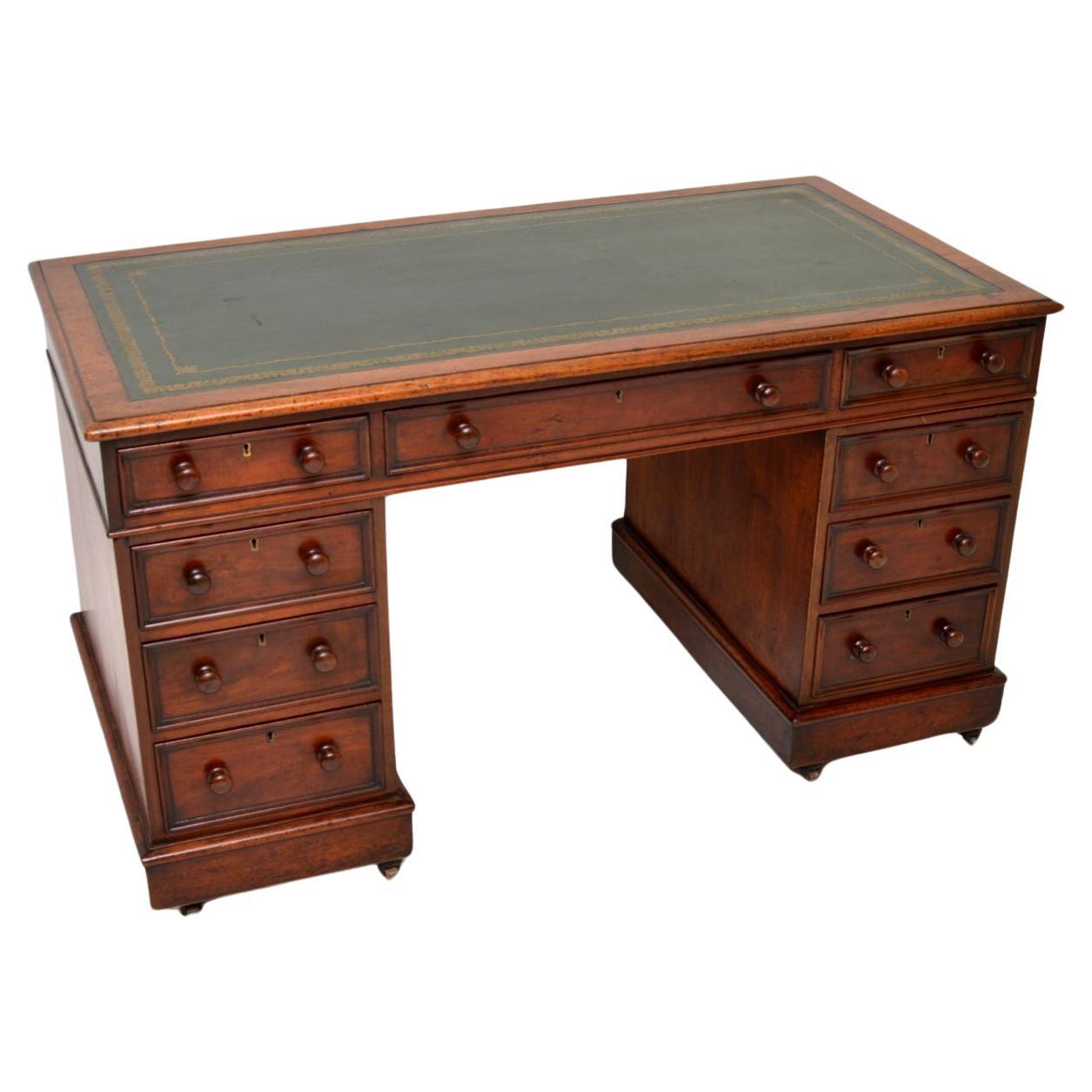 Grand Antique Estate Pedestal Desk, English Roll Top Secretaire ...