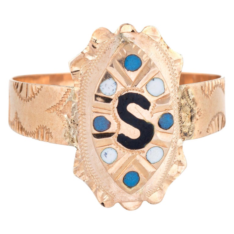 Antique Victorian Letter S Signet Ring Initial 10 Karat Rose Gold ...