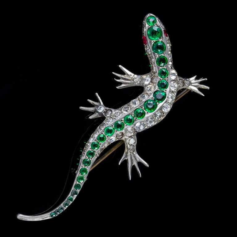 Antique Victorian Lizard Brooch Paste Silver Circa 1890 at 1stDibs
