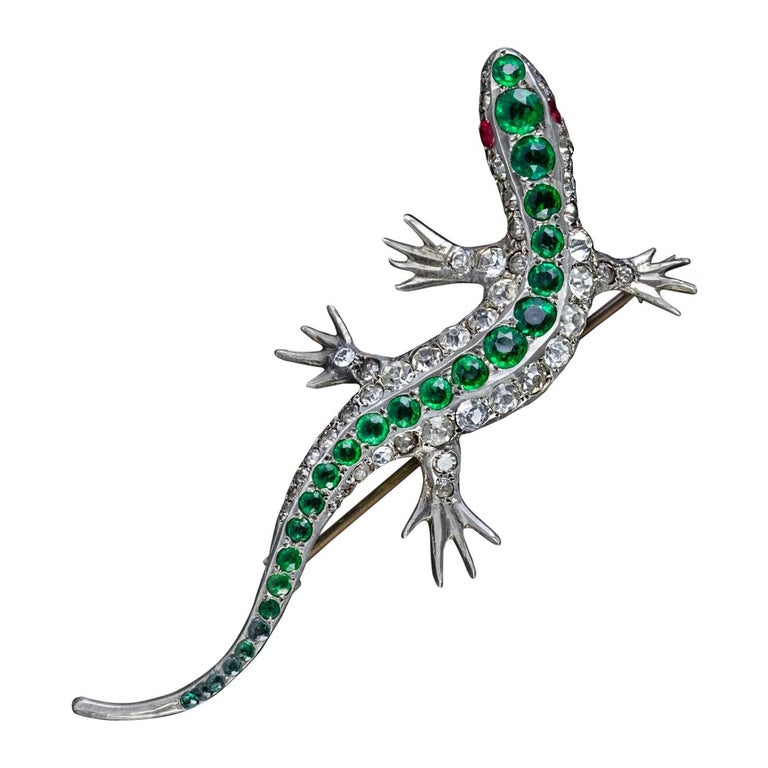 Antique Victorian Lizard Brooch Paste Silver Circa 1890 at 1stDibs