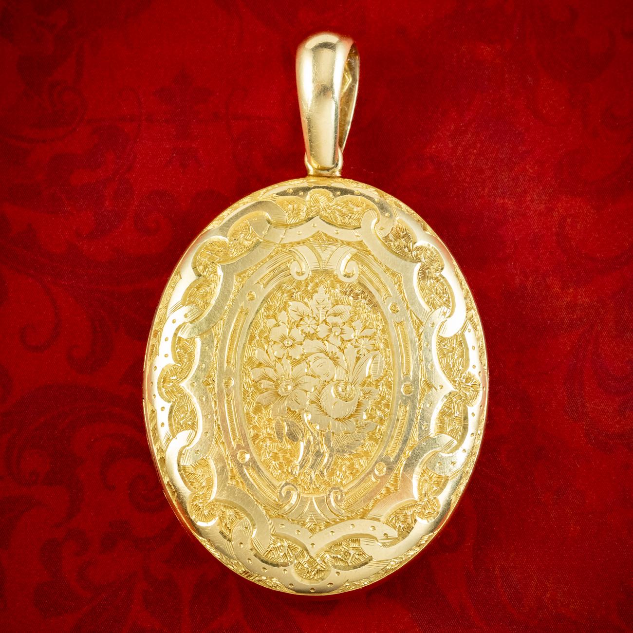 Antique Victorian Locket 18ct Solid Gold With Coloured Photographs For ...