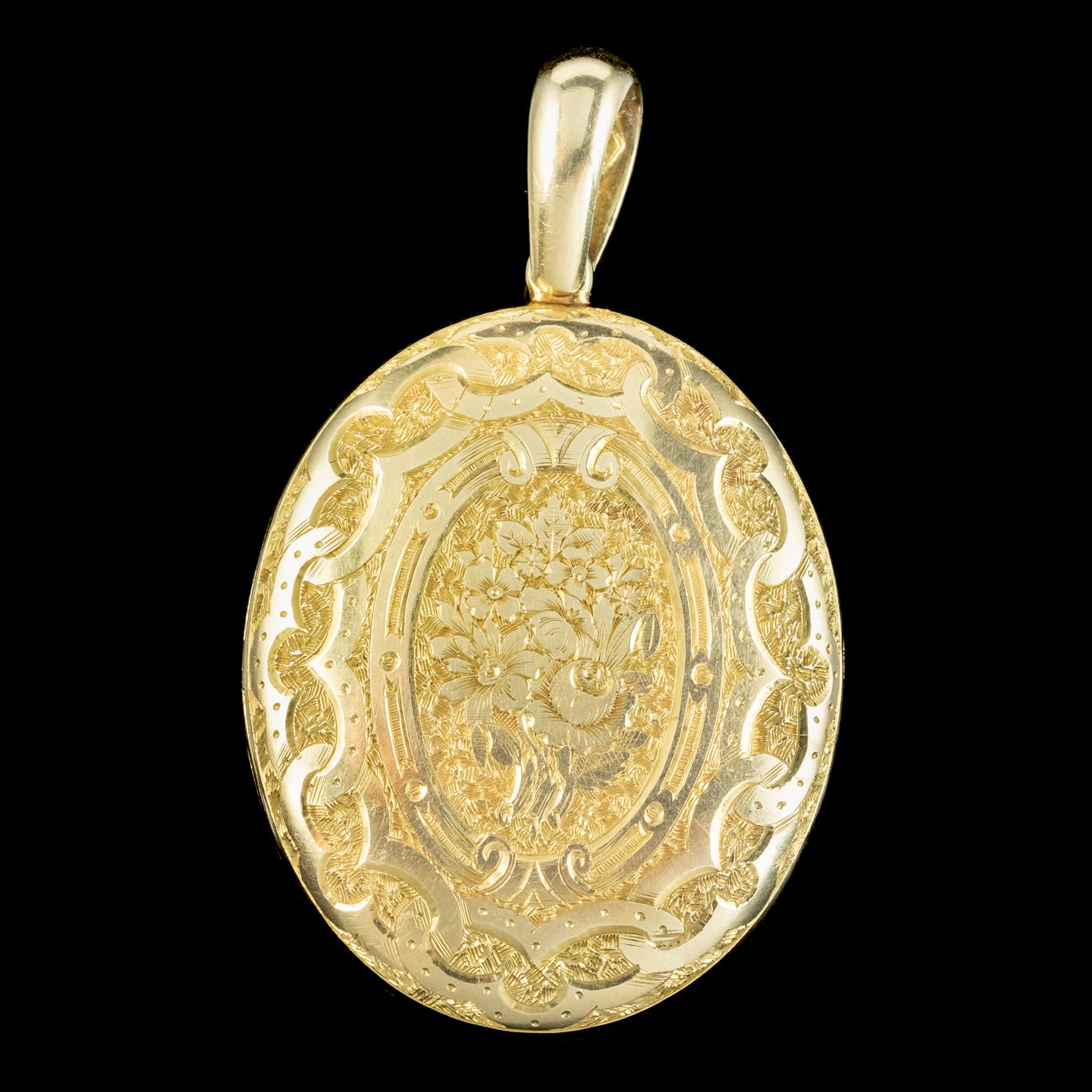 Antique Victorian Locket 18ct Solid Gold With Coloured Photographs For ...