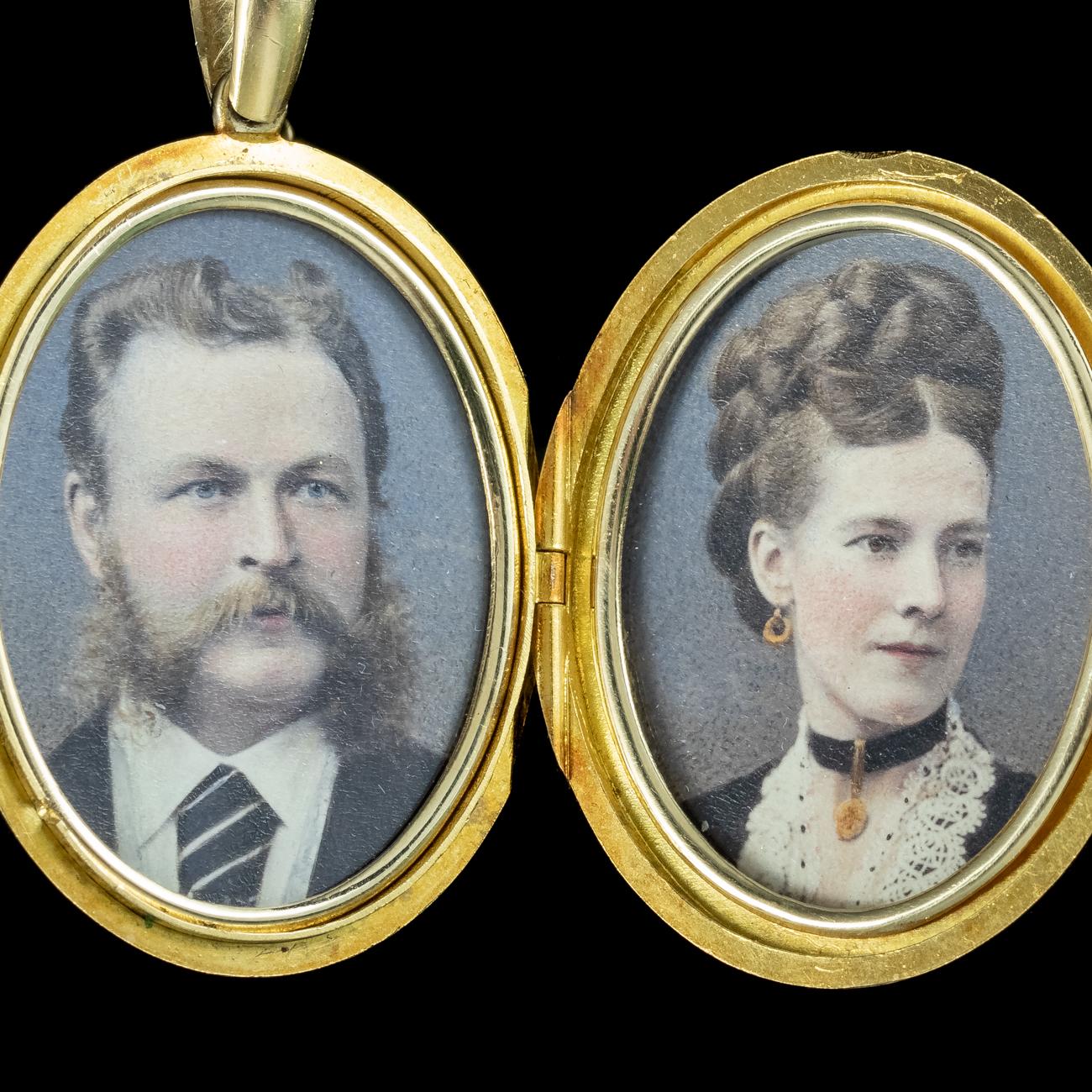 Antique Victorian Locket 18ct Solid Gold With Coloured Photographs For ...
