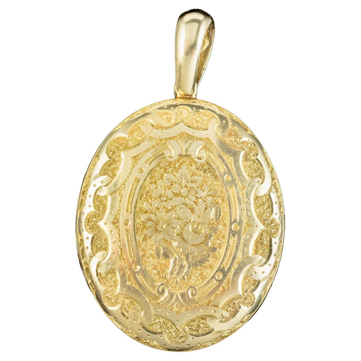 Antique Victorian Locket 18ct Solid Gold With Coloured Photographs For ...