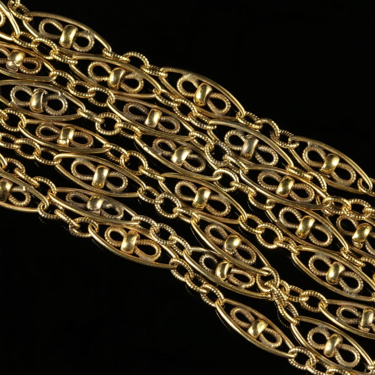 Antique Victorian Long Chain Sautoir 18 Carat on Silver, circa 1900 For ...