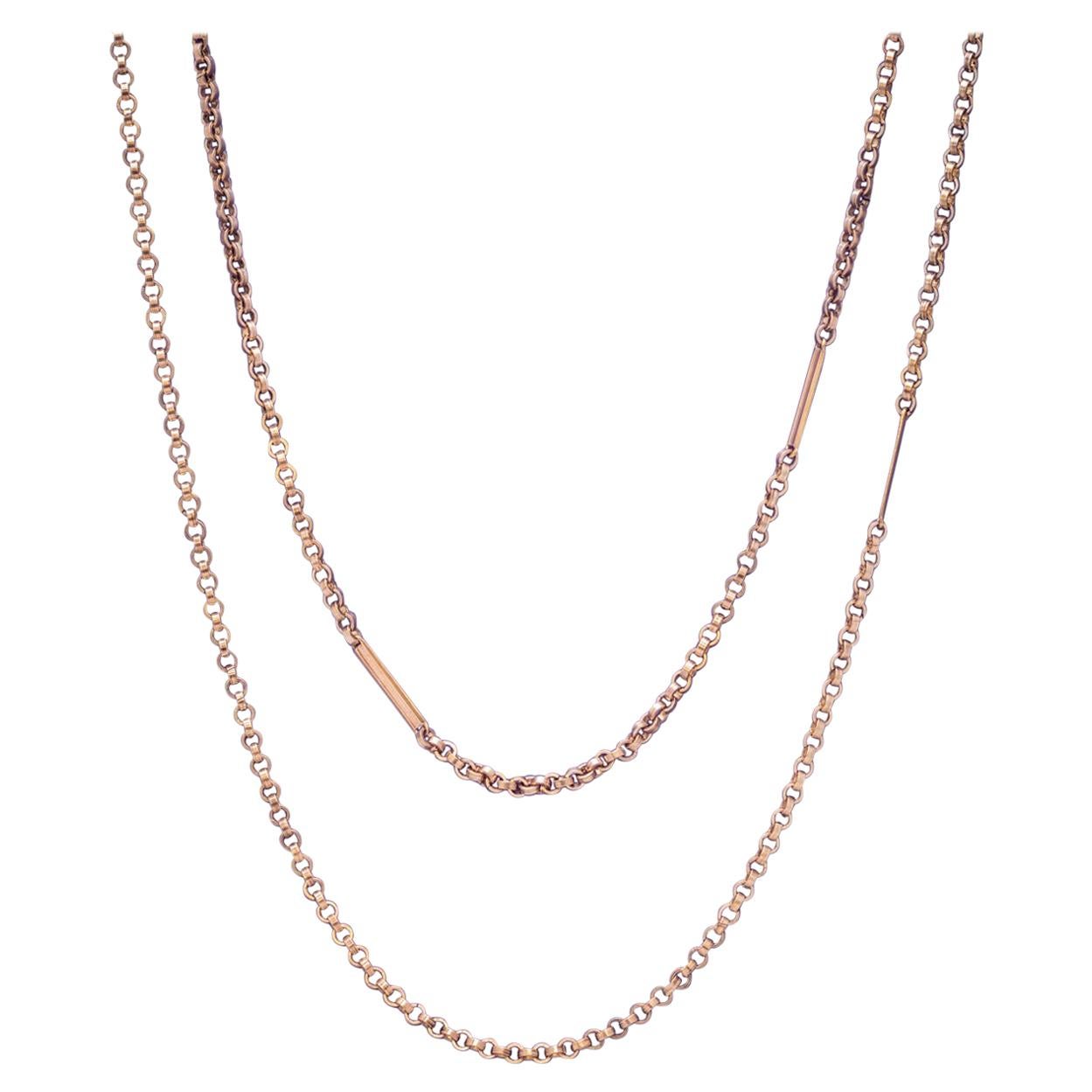 Antique Victorian Long Guard Chain 18 Carat Gold Cased Silver, circa ...