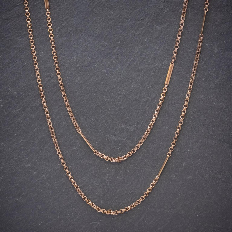 Antique Victorian Long Guard Chain 18 Carat Gold Cased Silver, circa ...