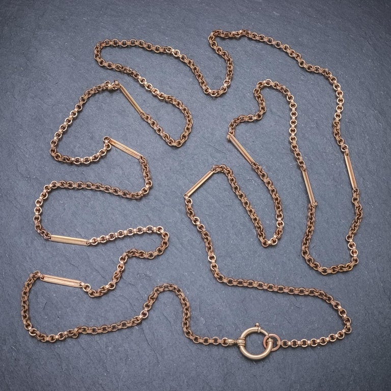 Antique Victorian Long Guard Chain 18 Carat Gold Cased Silver, circa ...