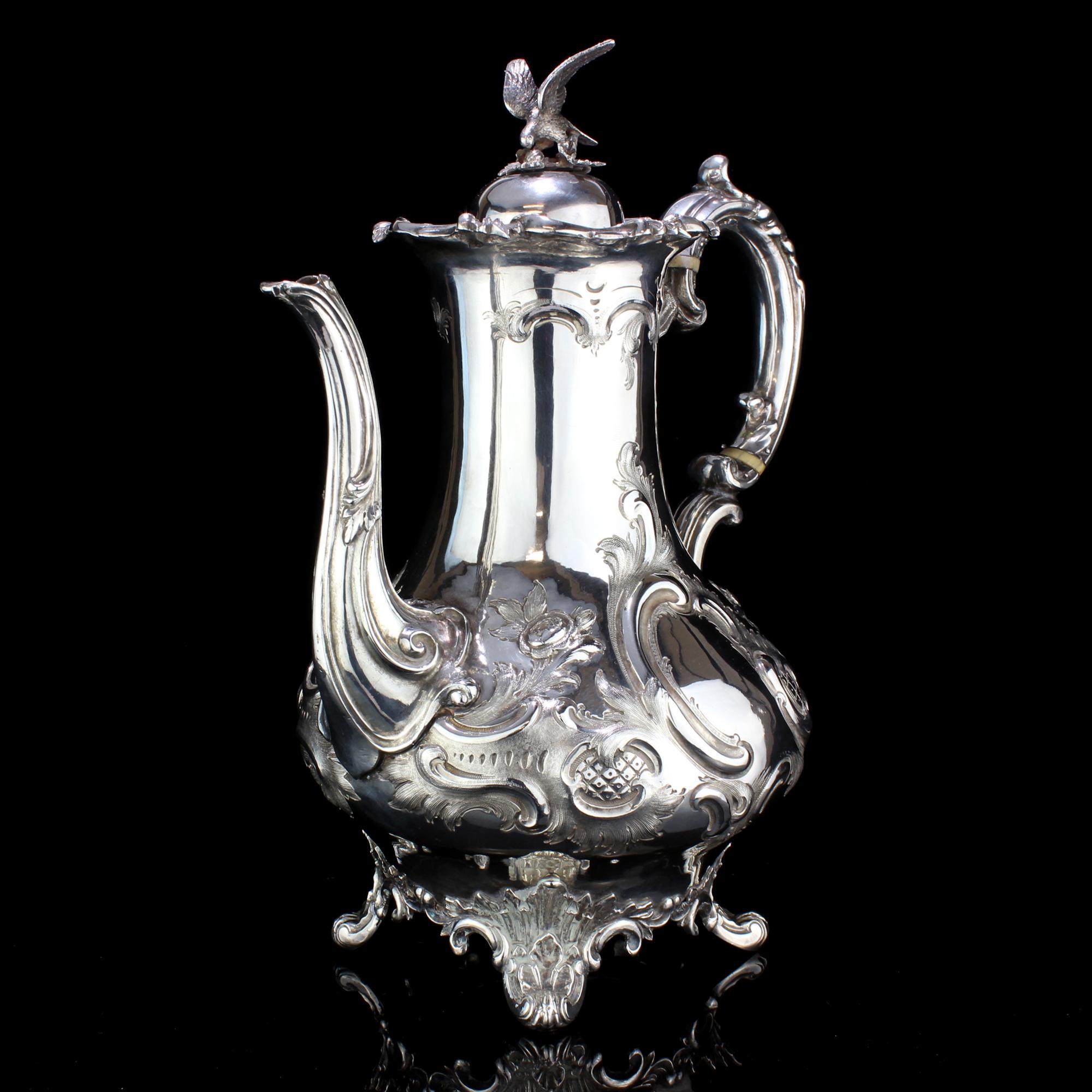 Antique Victorian Louis Style Sterling Silver Coffee / Tea Pot, London ...