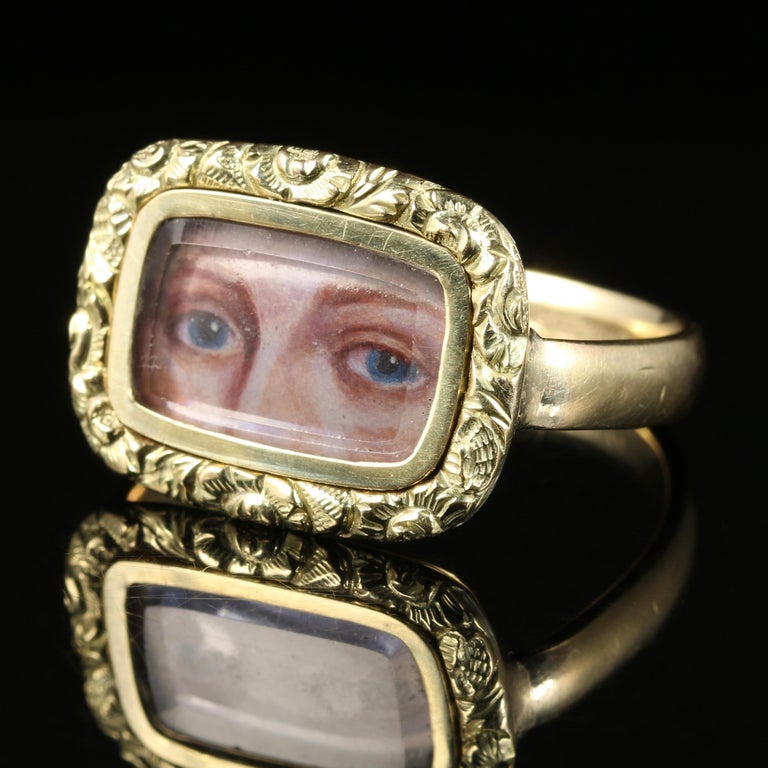 Antique Victorian Lovers Eye Ring circa 1880 9 Carat Gold at 1stDibs