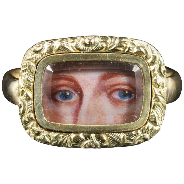 Antique Victorian Lovers Eye Ring circa 1880 9 Carat Gold at 1stDibs