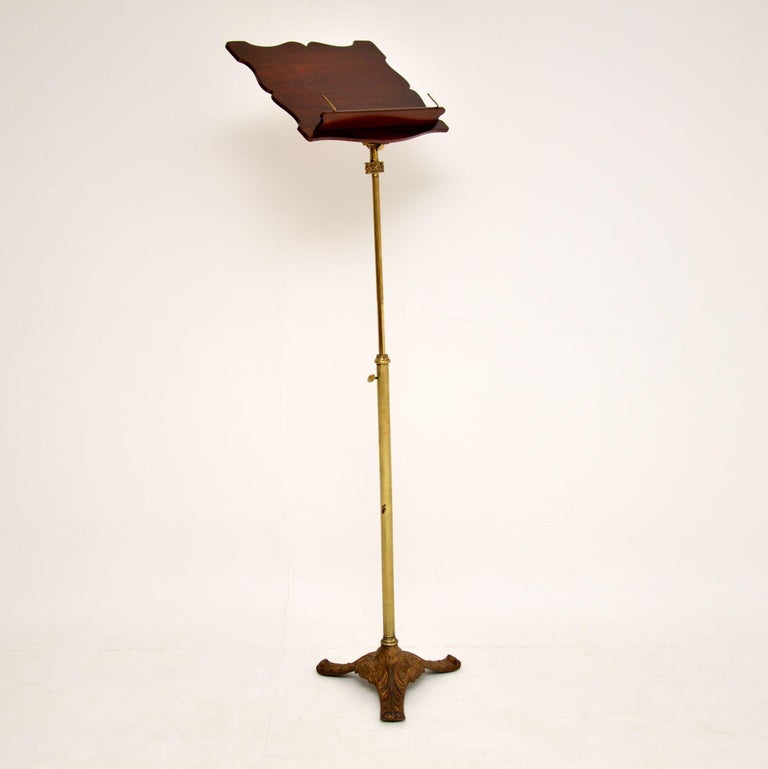 Antique Victorian Mahogany and Brass Reading or Music Stand For Sale at ...