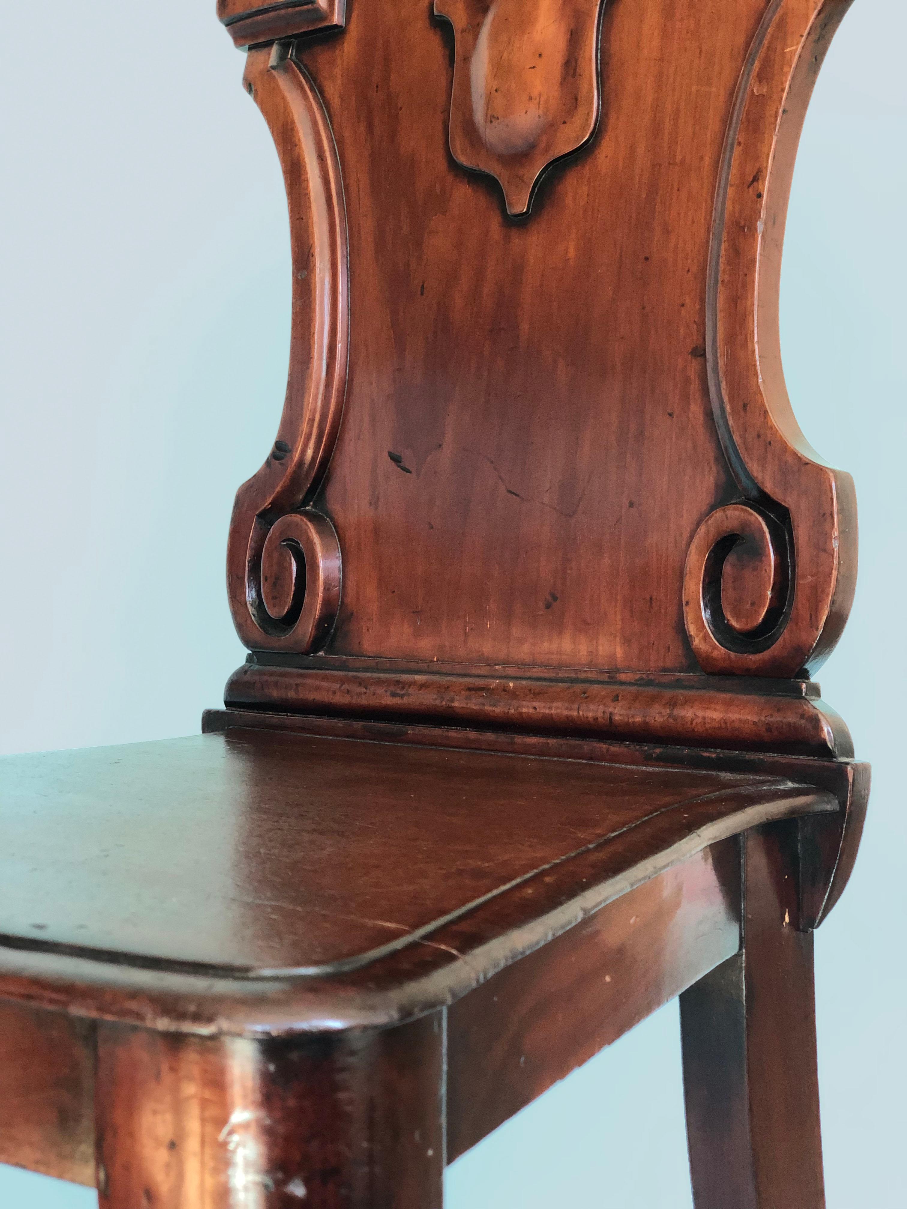 Antique Victorian Mahogany Hall Chair 19th Century at 1stDibs