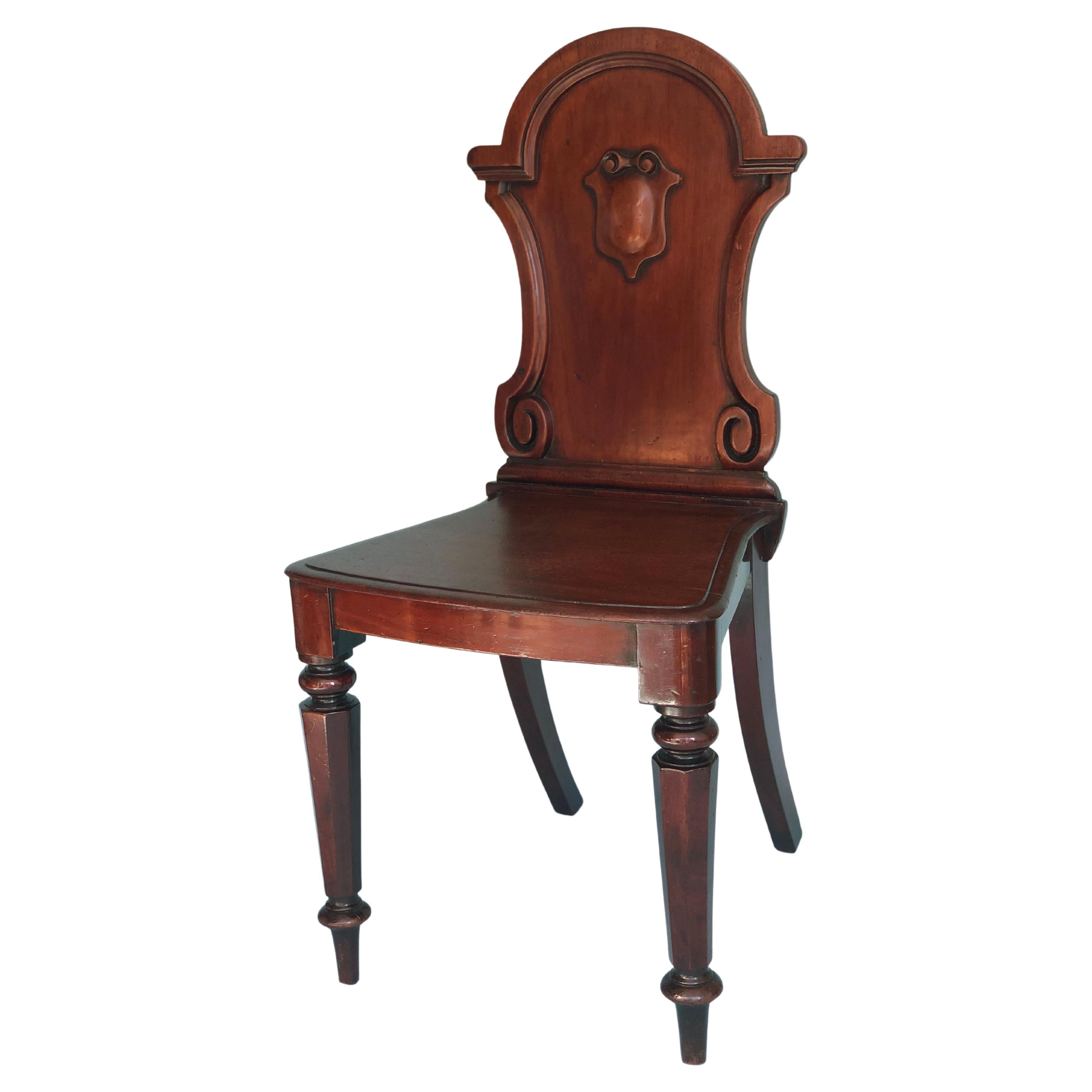 Antique 19th Century Gothic Mahogany Hall Side Chair at 1stDibs