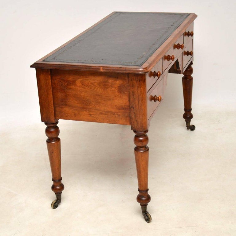 Antique Victorian Satin Birch Leather Top Desk at 1stDibs