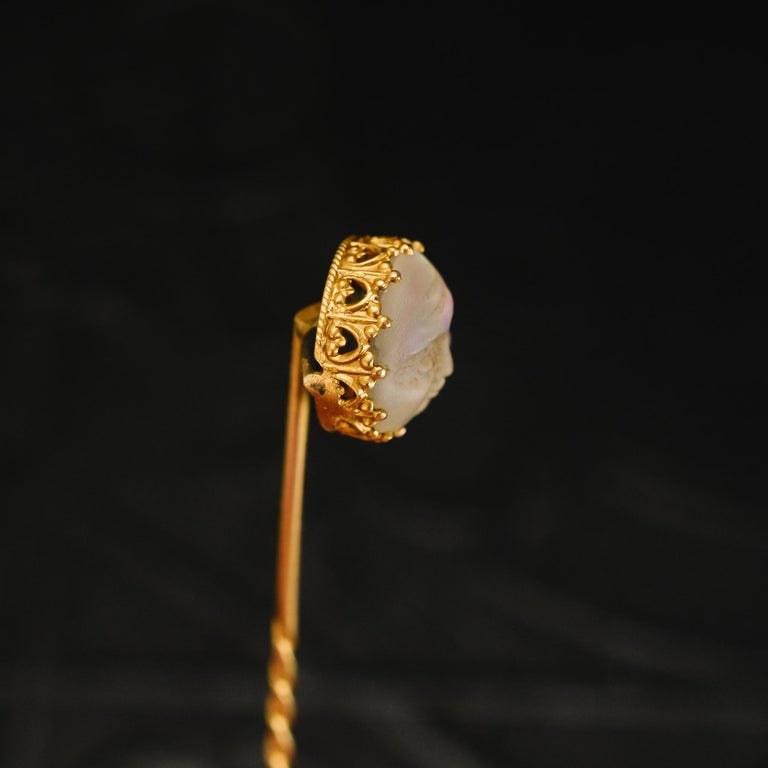 Antique Victorian "Man In The Moonstone" Stick Pin at 1stDibs