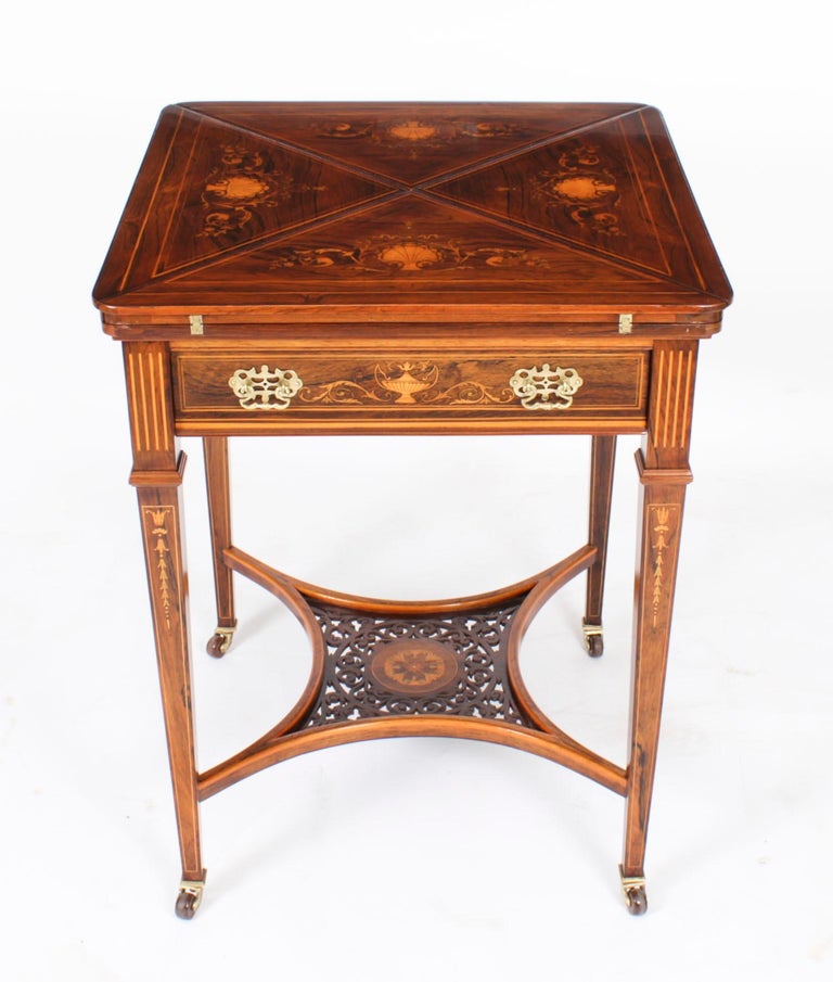 Antique Victorian Marquetry Envelope Card Table 19th Century For Sale ...