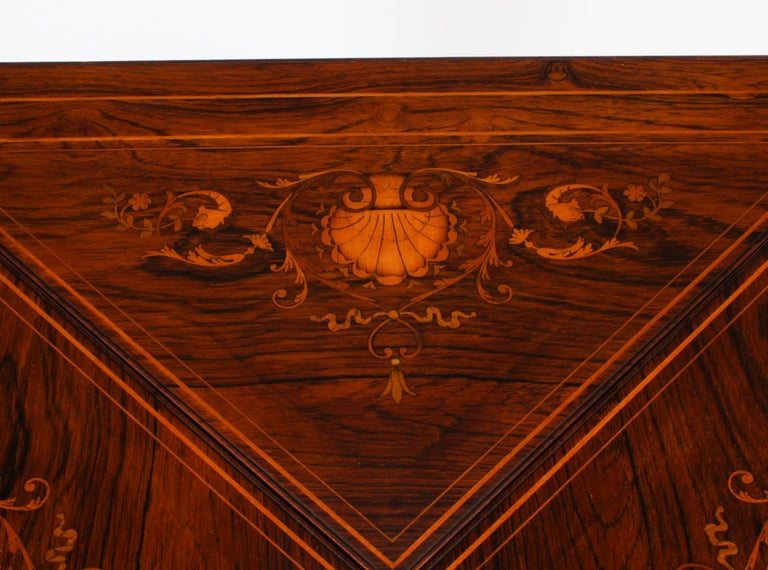 Antique Victorian Marquetry Envelope Card Table 19th Century For Sale ...