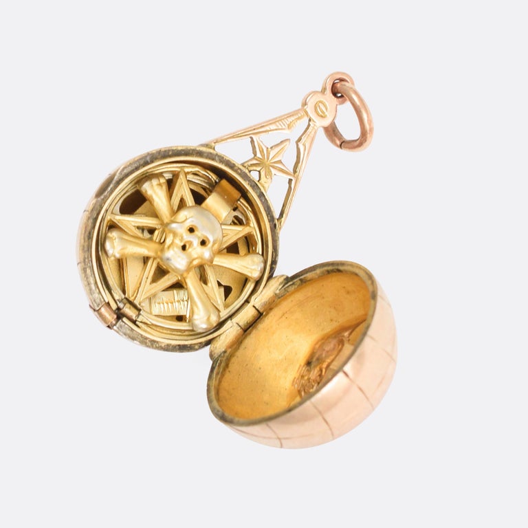 Antique Victorian Masonic Globe Locket Pendant at 1stDibs