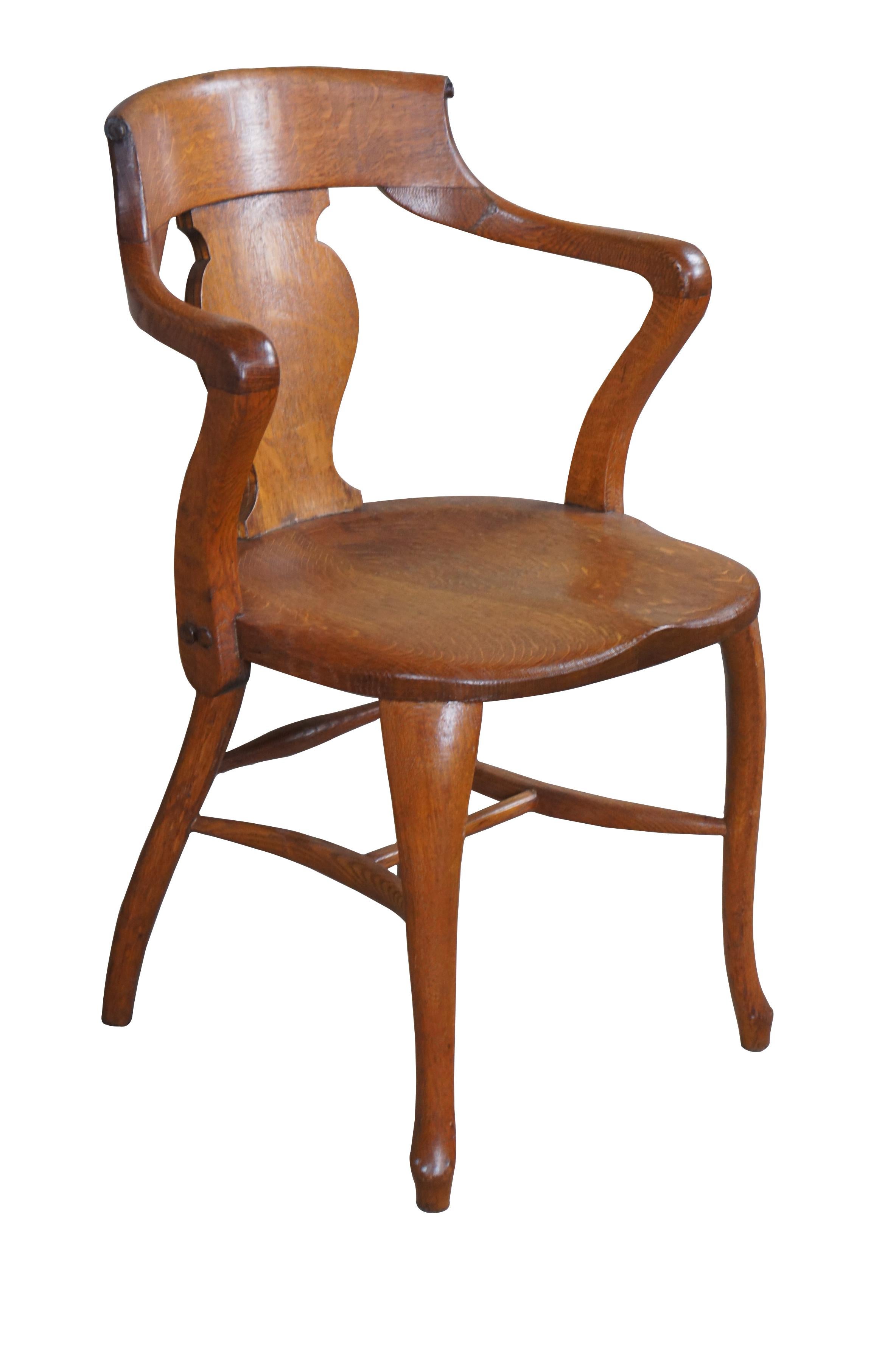 Antique Victorian Milwaukee Chair Quartersawn Oak Mission Desk Office ...