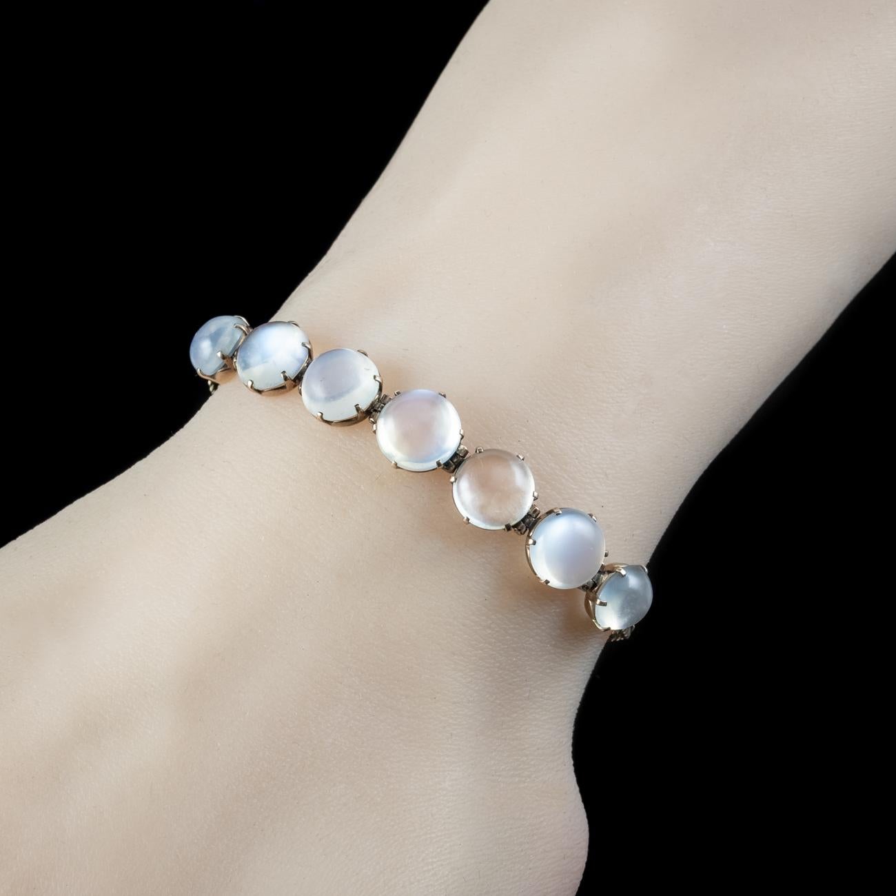 Antique Victorian Moonstone Bracelet 22ct Total For Sale at 1stDibs