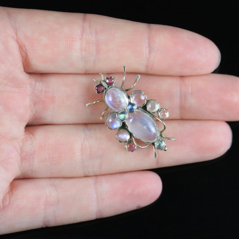 Antique Victorian Moonstone Ruby Bug Brooch 9 Carat Gold For Sale at ...