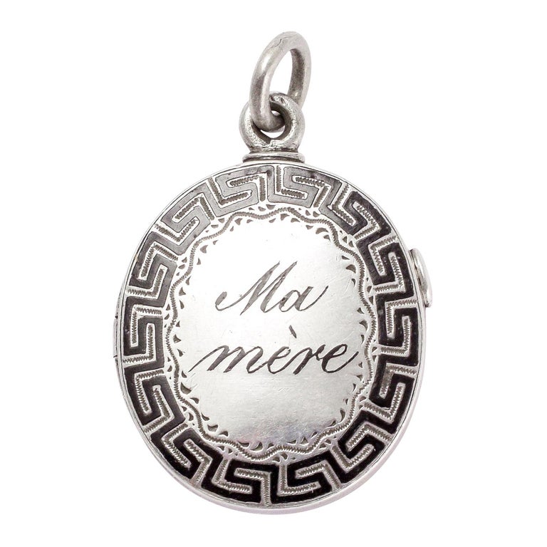 Antique Victorian Mother and Father Greek Key Locket at 1stDibs