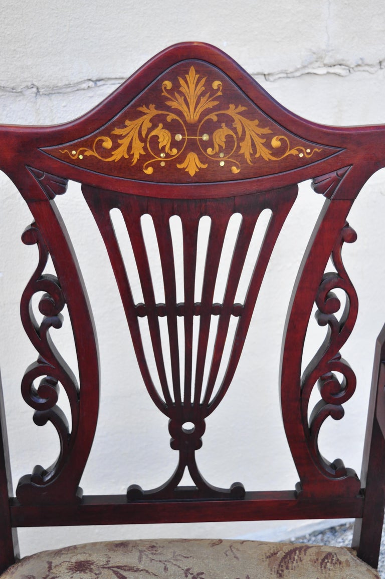 Victorian Mother of Pearl Satinwood Inlay Mahogany Parlor Set, 3-Piece ...