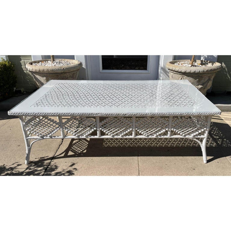 Antique Victorian Nantucket Wicker Coffee Table For Sale at 1stDibs