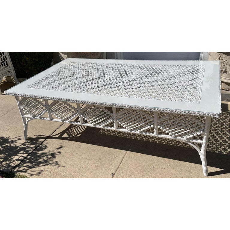 Antique Victorian Nantucket Wicker Coffee Table For Sale at 1stDibs