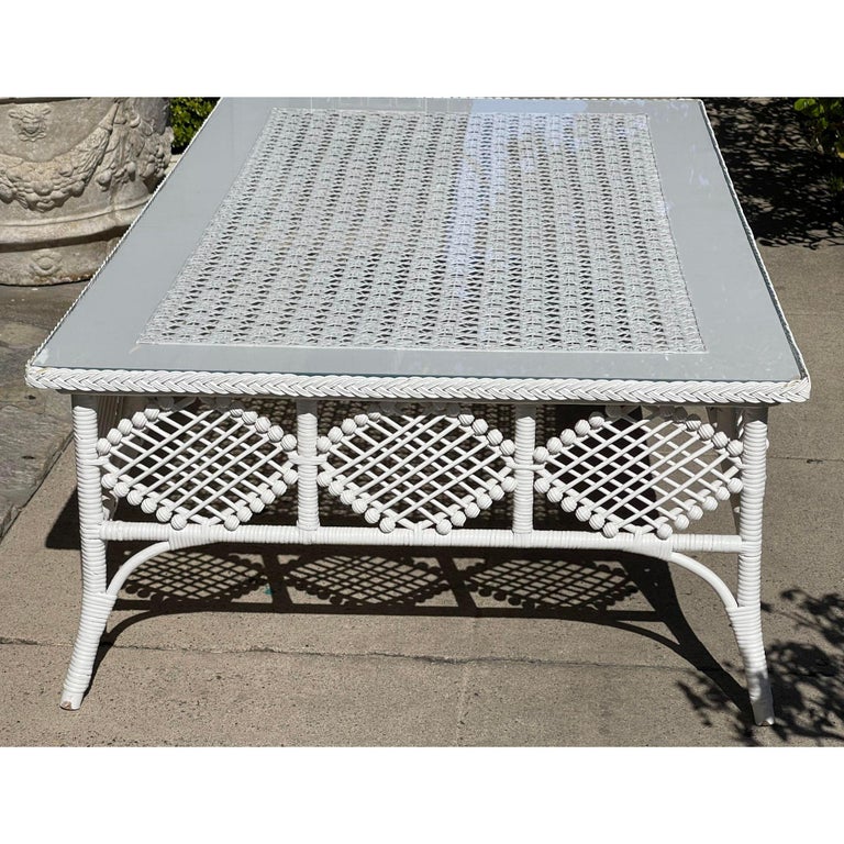 Antique Victorian Nantucket Wicker Coffee Table For Sale at 1stDibs