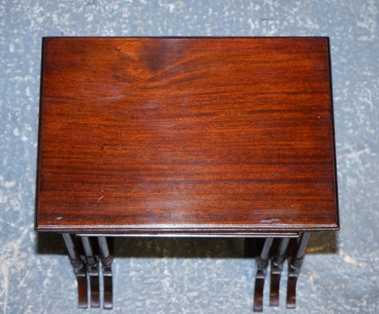 Antique Victorian Nest of Three Nesting Tables Side Tables with Bamboo ...