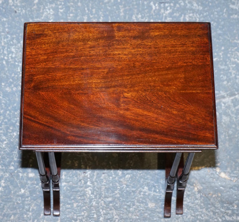 Antique Victorian Nest of Three Nesting Tables Side Tables with Bamboo ...