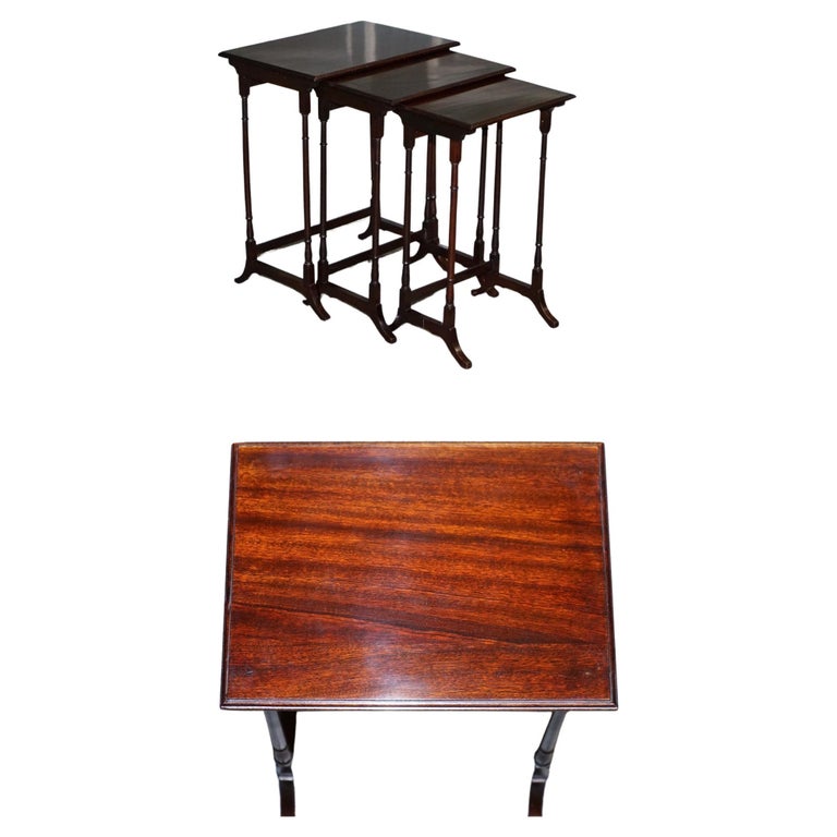 Antique Victorian Nest of Three Nesting Tables Side Tables with Bamboo ...