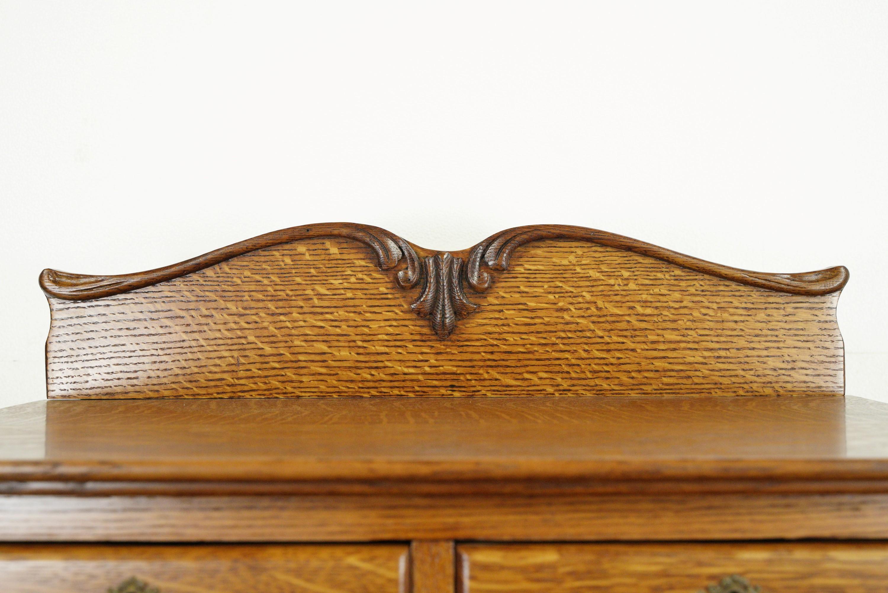Antique Victorian Oak 6 Drawer High Boy Dresser w Casters For Sale at 1stDibs
