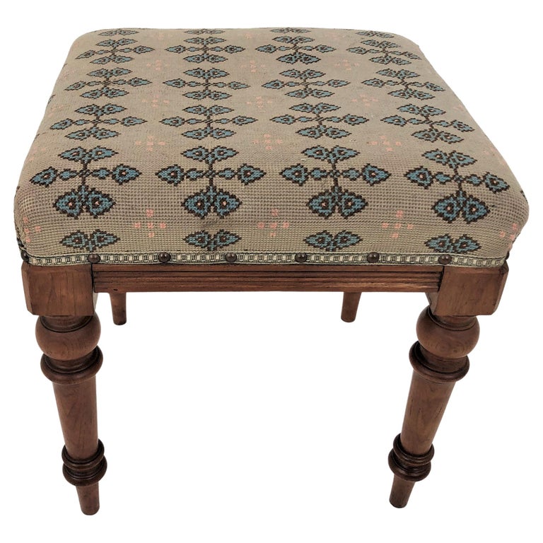 Antique Victorian Oak Foot Stool, Bench, Tapestry, Scotland 1890, H814 ...