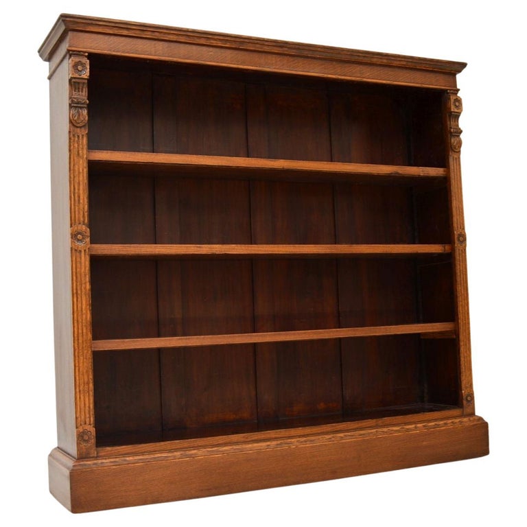 Antique Victorian Oak Open Bookcase at 1stDibs