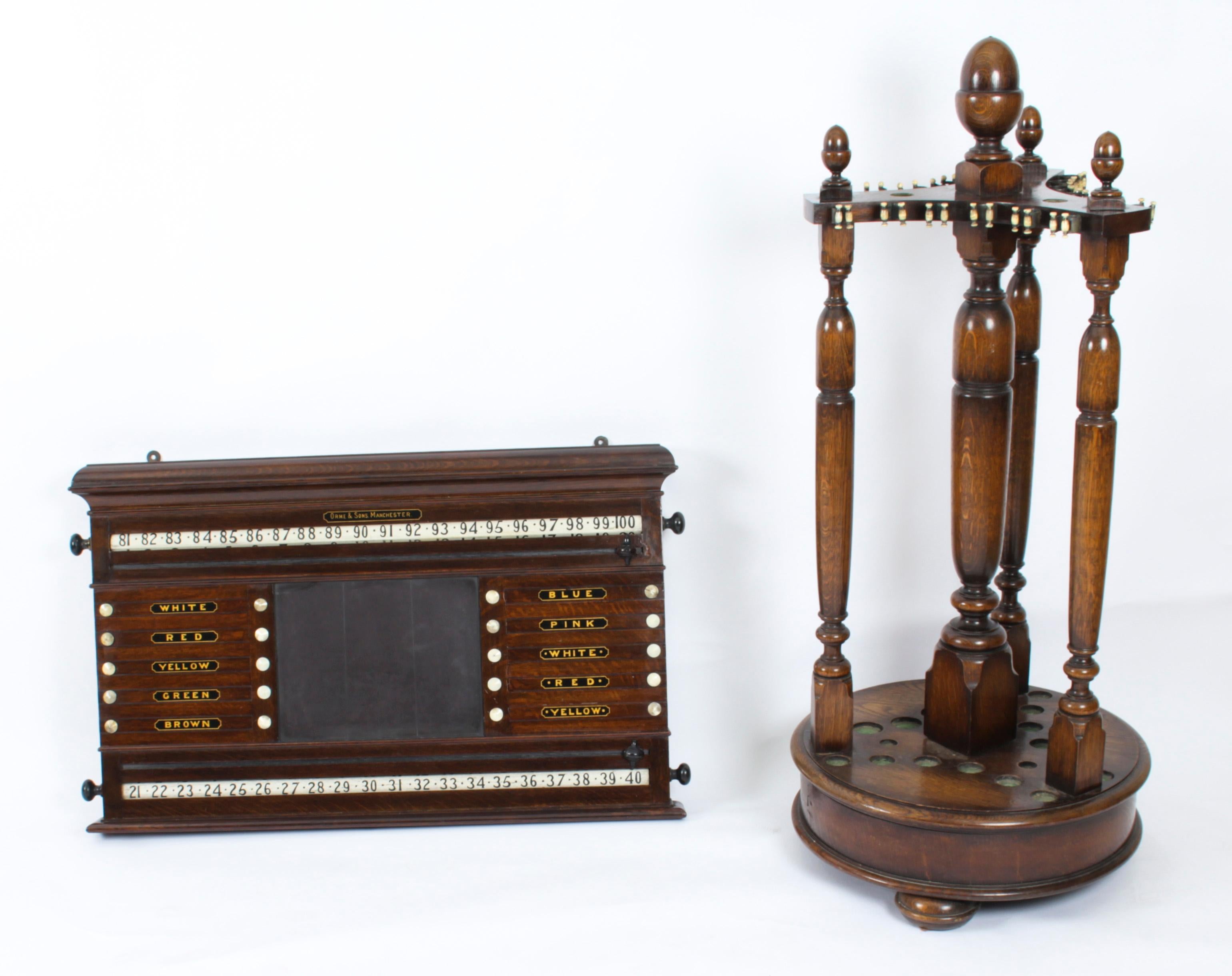 Antique Victorian Oak Snooker Score Board by Orme and Sons 19th C at ...