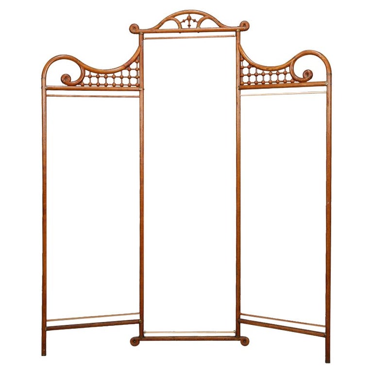 Antique Victorian Oak Stick and Ball Three-Panel Dressing Screen, 19th ...