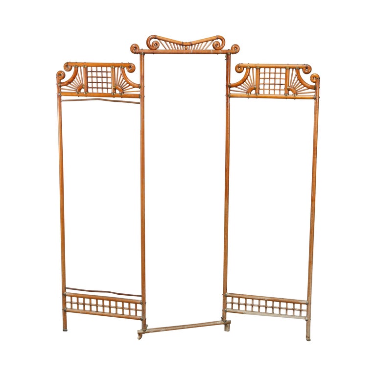 Antique Victorian Oak Stick and Ball Three-Panel Dressing Screen, Circa ...