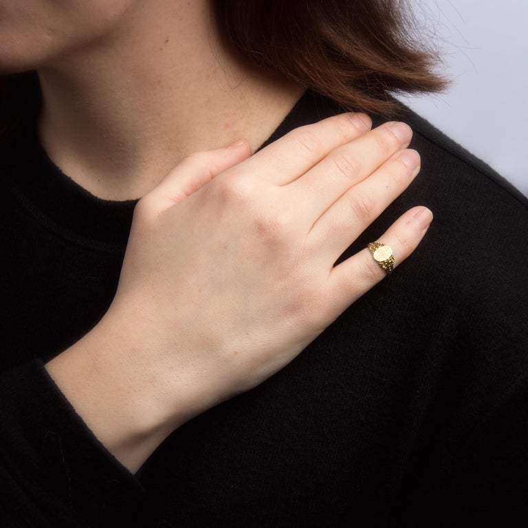 Antique Victorian Oval Signet Ring 10 Karat Yellow Gold JR Wood Child ...