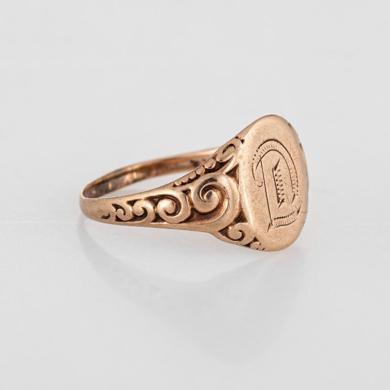Antique Victorian Oval Signet Ring Letter D 10 Karat Gold JR Wood Fine ...